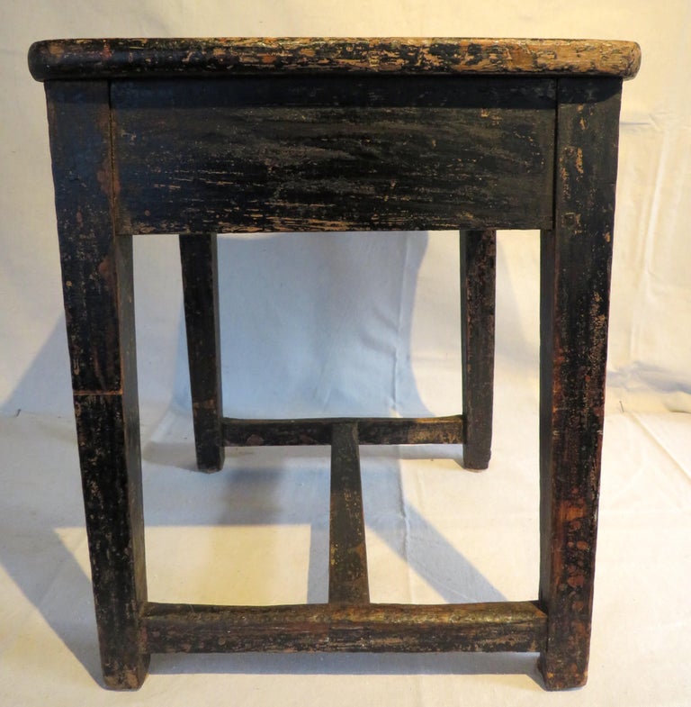 19th Century Pine Joint Stool in Black Paint For Sale at 1stDibs