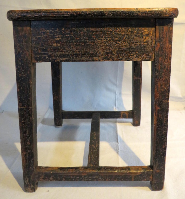 19th Century Pine Joint Stool in Black Paint For Sale at 1stDibs
