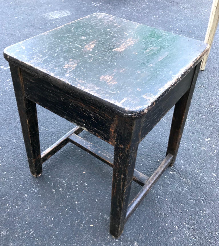19th Century Pine Joint Stool in Black Paint For Sale at 1stDibs