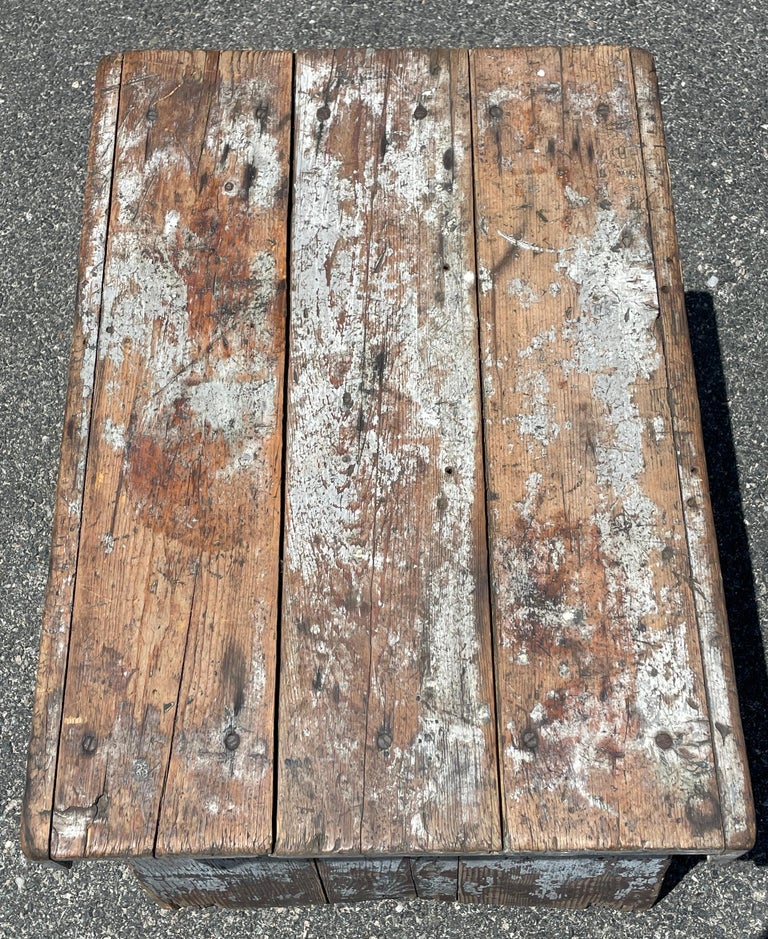 19th Century Pine Stool in Old Grey Paint For Sale at 1stDibs