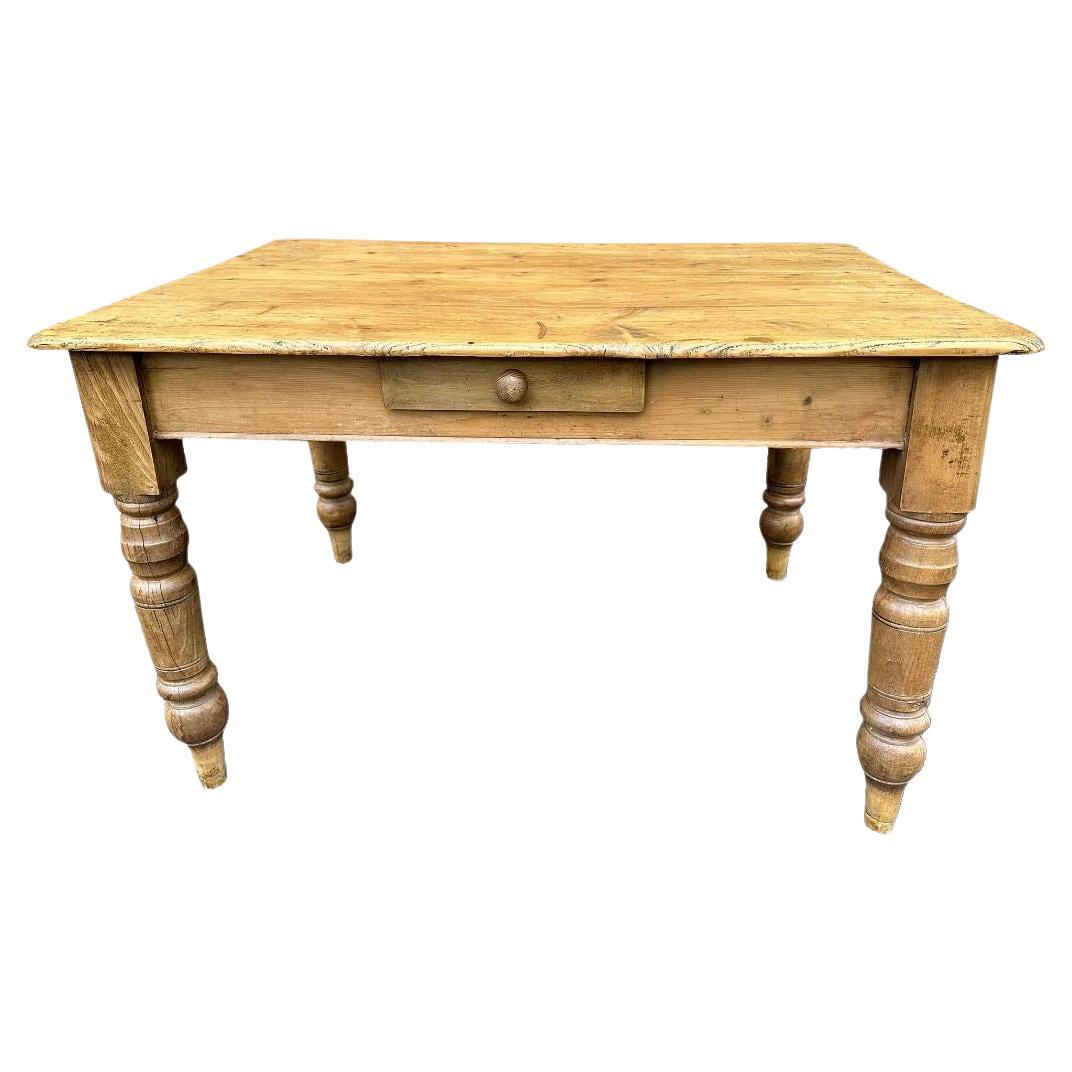 Rustic 19th Century Pine Table with Robust Leg Detailing For Sale at ...