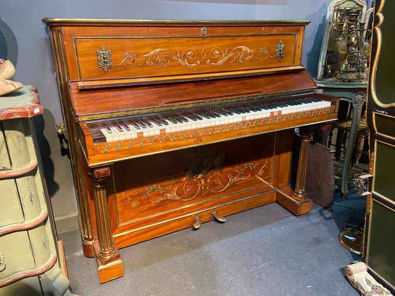 19th Century Pleyel French Upright Piano Hand Painted Decoration and ...