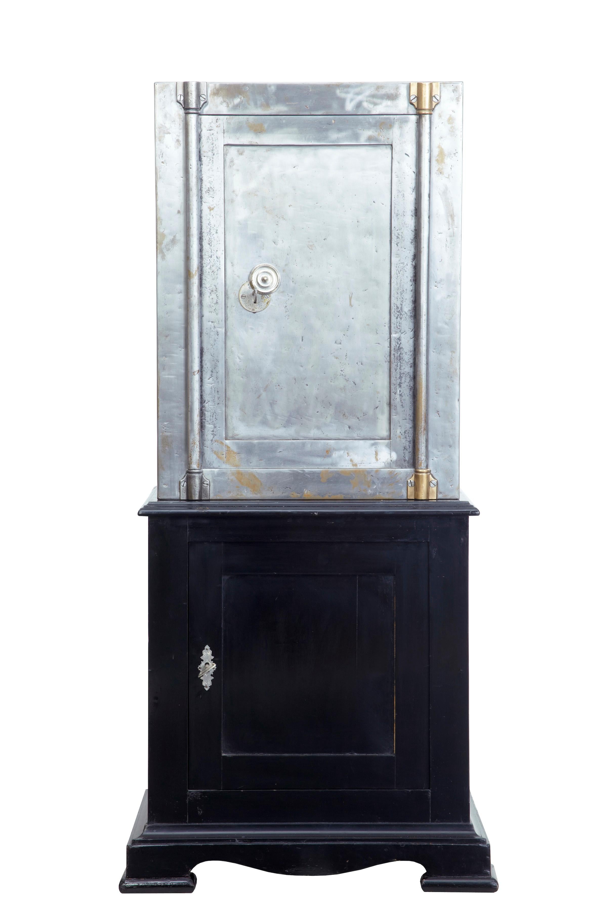 19th Century Polished Steel Safe on Stand For Sale at 1stDibs