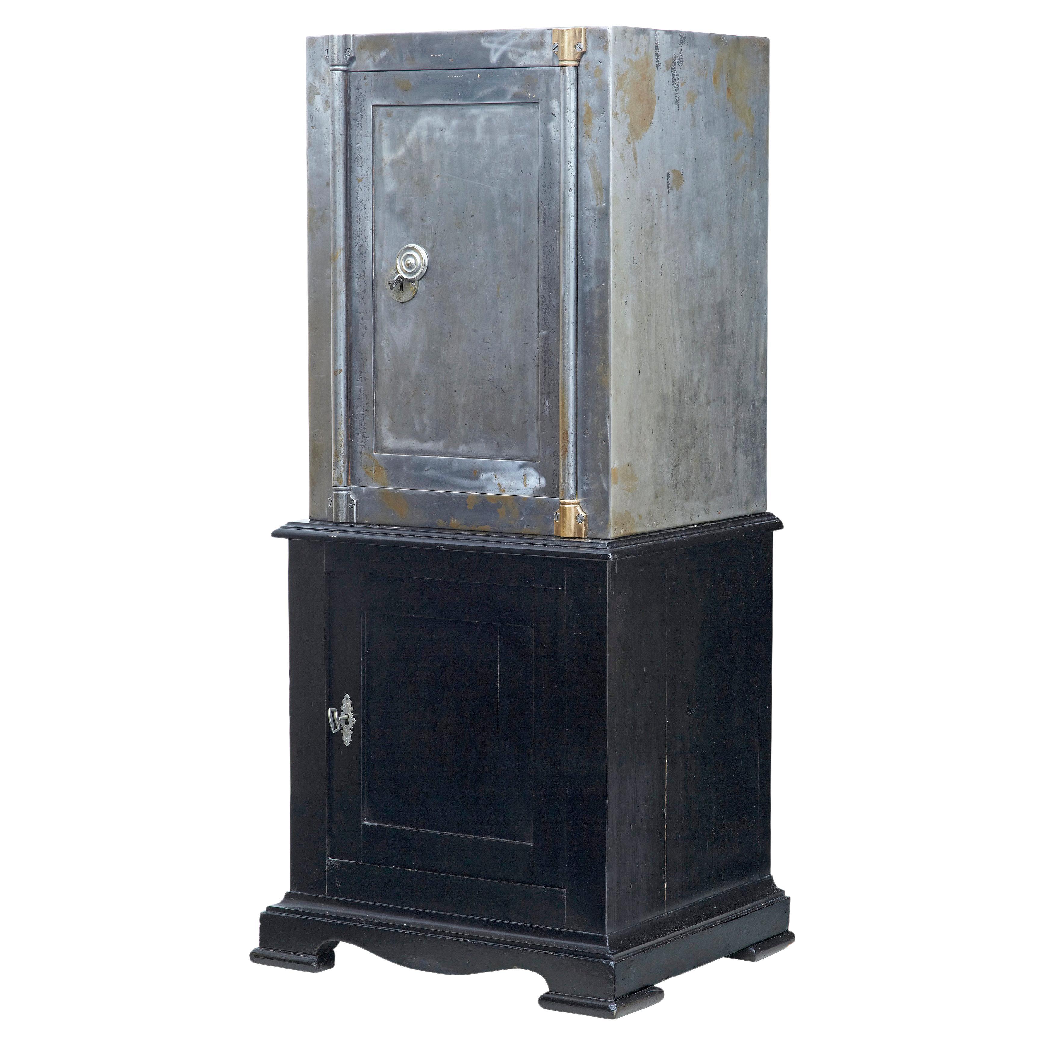 19th Century Polished Steel Safe on Stand For Sale at 1stDibs