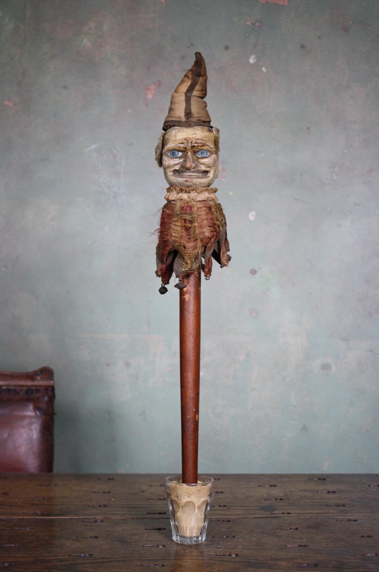 19th Century Polychrome Decorated Jesters Fools Scepter Bauble Mr Punch ...