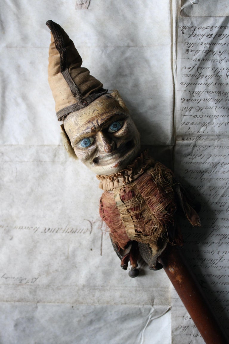 19th Century Polychrome Decorated Jesters Fools Scepter Bauble Mr Punch ...