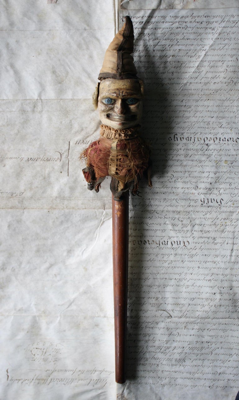 19th Century Polychrome Decorated Jesters Fools Scepter Bauble Mr Punch ...