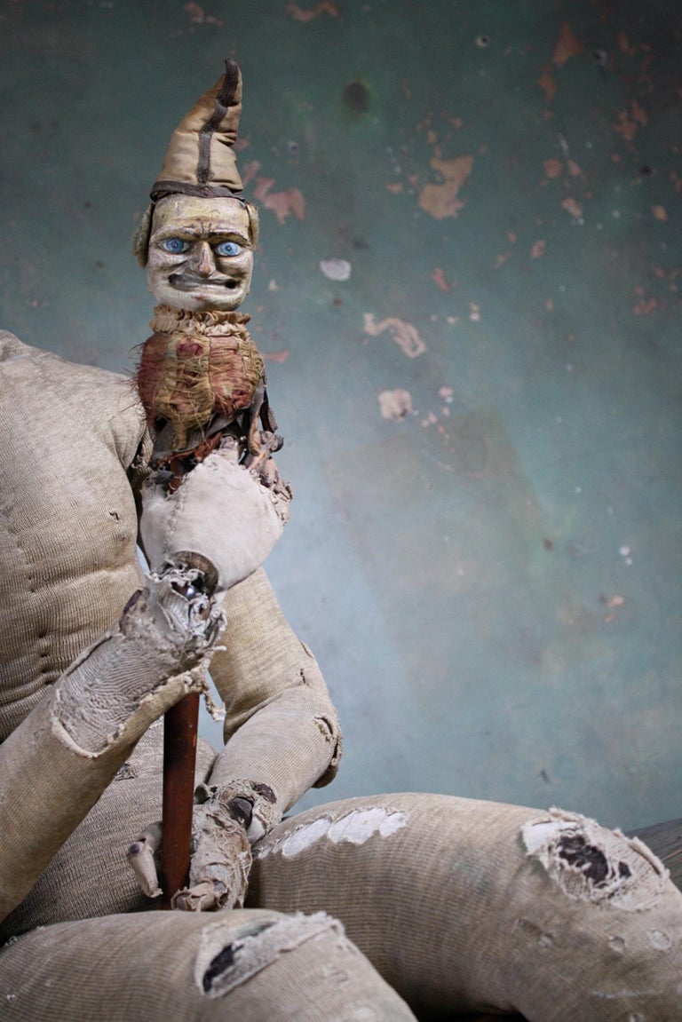 19th Century Polychrome Decorated Jesters Fools Scepter Bauble Mr Punch ...