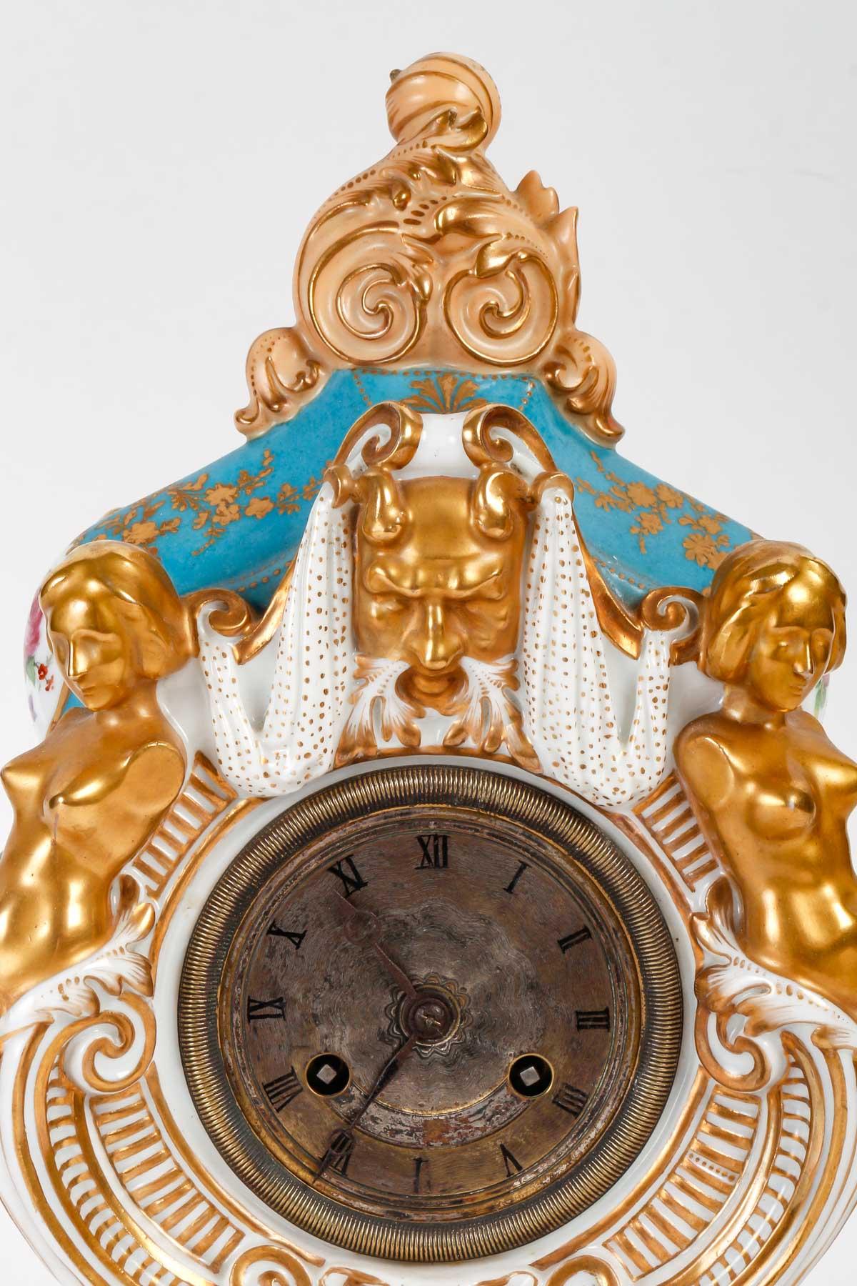 19th Century Porcelain Clock by Jacob Petit, Napoleon III Period at 1stDibs
