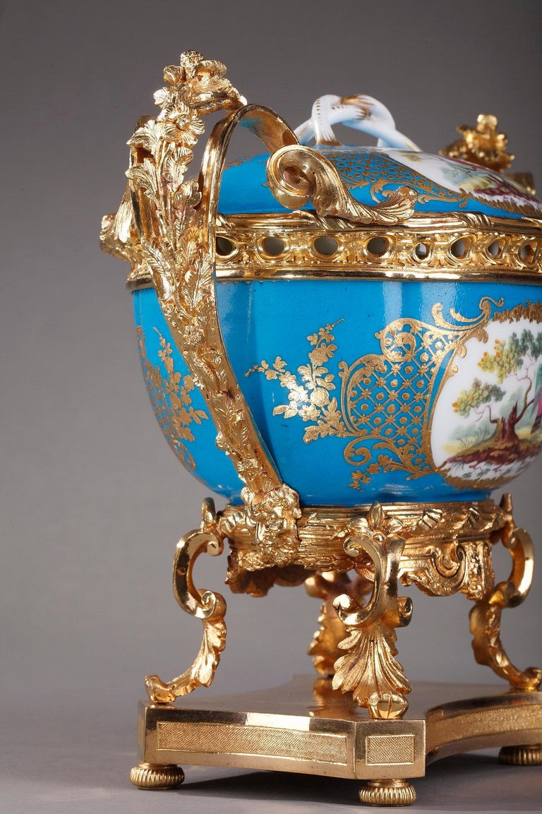 19th Century Porcelain-Mounted Covered Pot in Sevres Style at 1stDibs