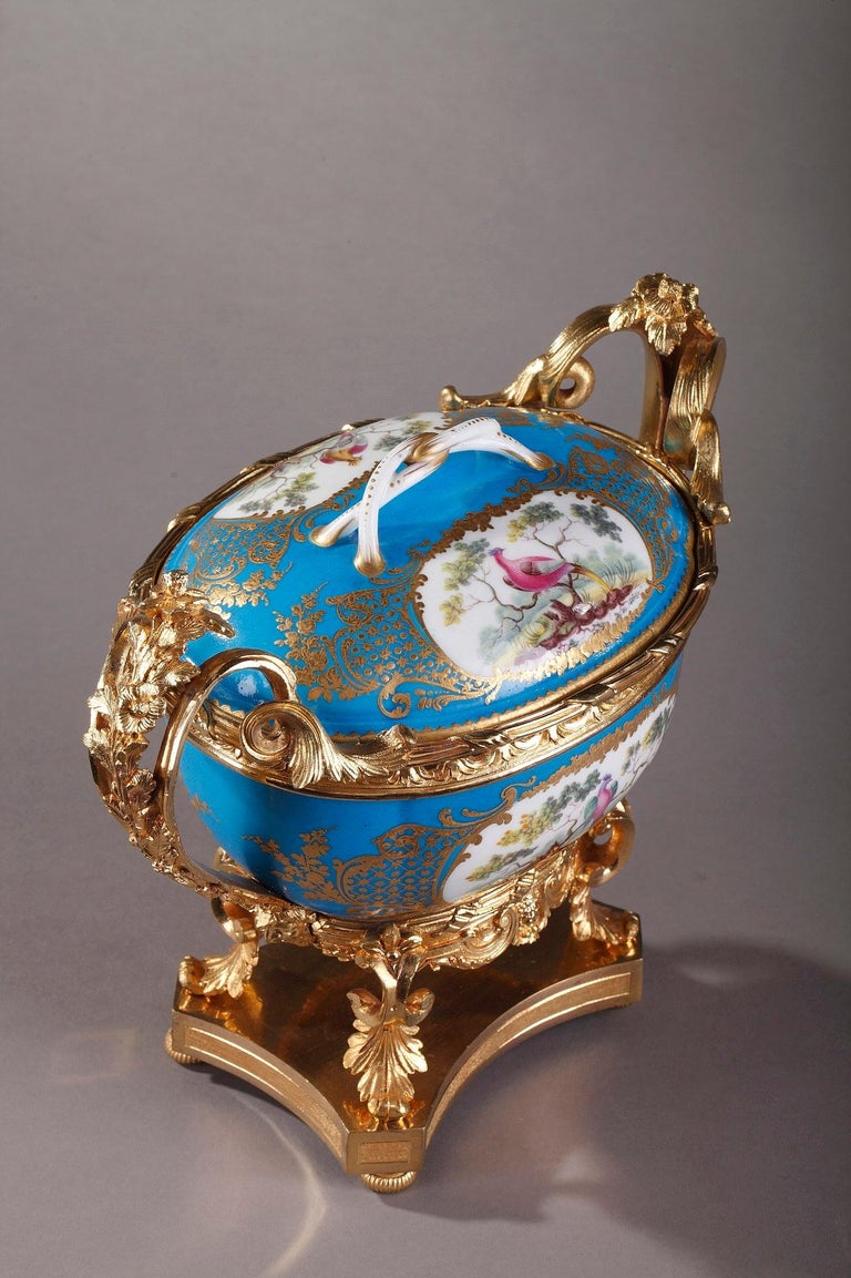 19th Century Porcelain-Mounted Covered Pot in Sevres Style at 1stDibs