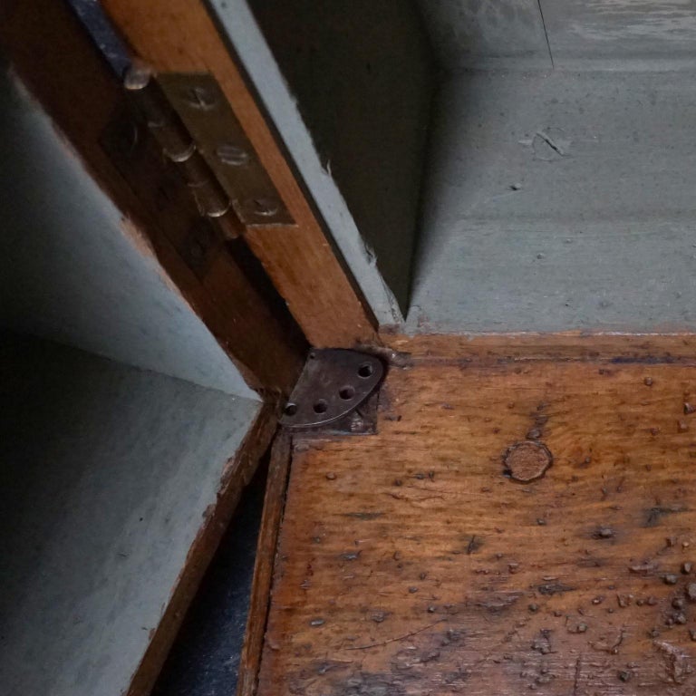 19th Century Primitive Pine Wood Counter Cabinet with Two Deep Swinging ...