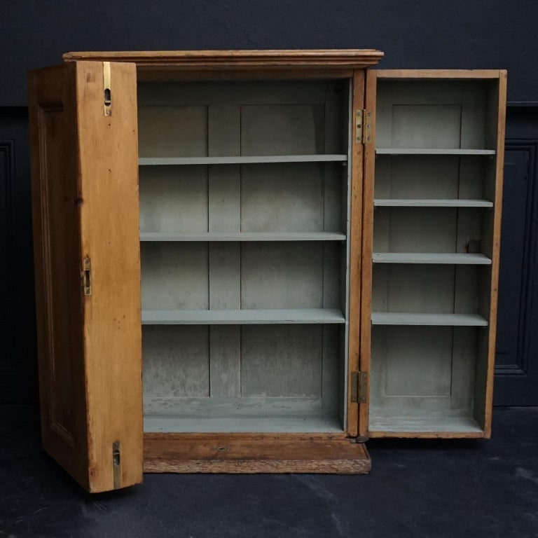19th Century Primitive Pine Wood Counter Cabinet with Two Deep Swinging ...
