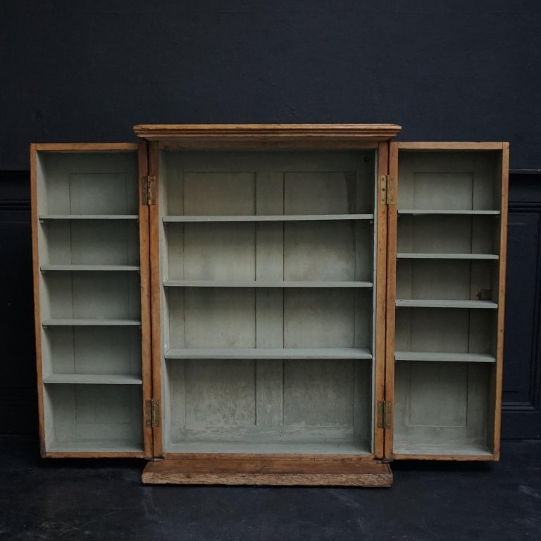 19th Century Primitive Pine Wood Counter Cabinet with Two Deep Swinging ...
