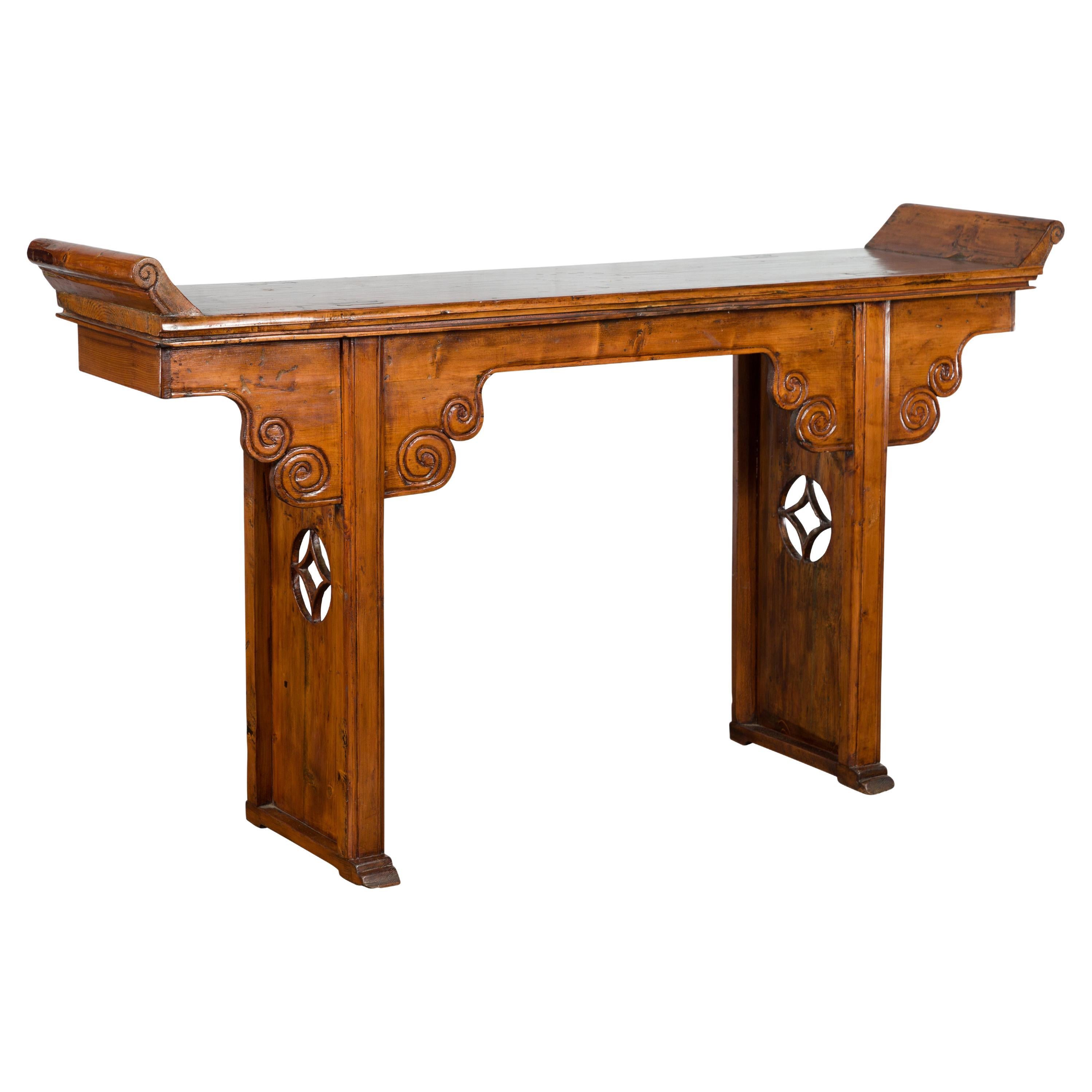 Chinese Scroll Top Altar Table, 19th Century at 1stDibs