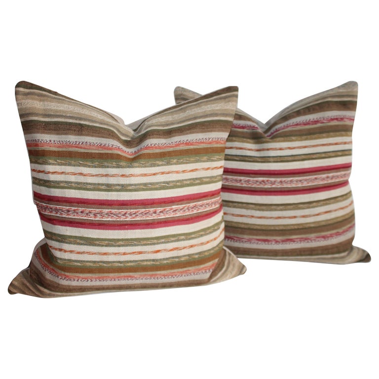19th Century Rag Rug Pillows, Pair For Sale at 1stDibs