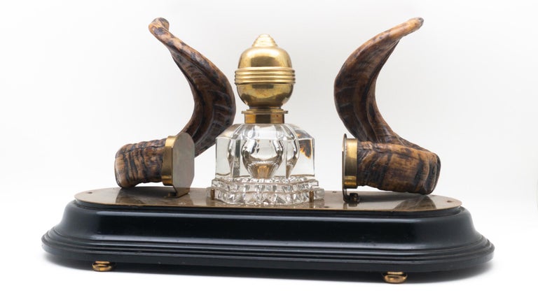 19th Century Ram's Horn Decorated Inkwell, Possibly Scottish at 1stdibs