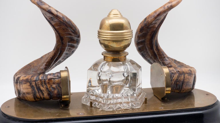 19th Century Ram's Horn Decorated Inkwell, Possibly Scottish at 1stdibs