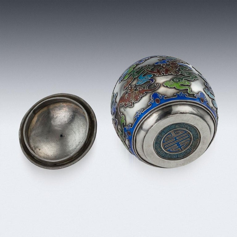 19th Century Rare Chinese Export Solid Silver and Enamel Pot, circa ...