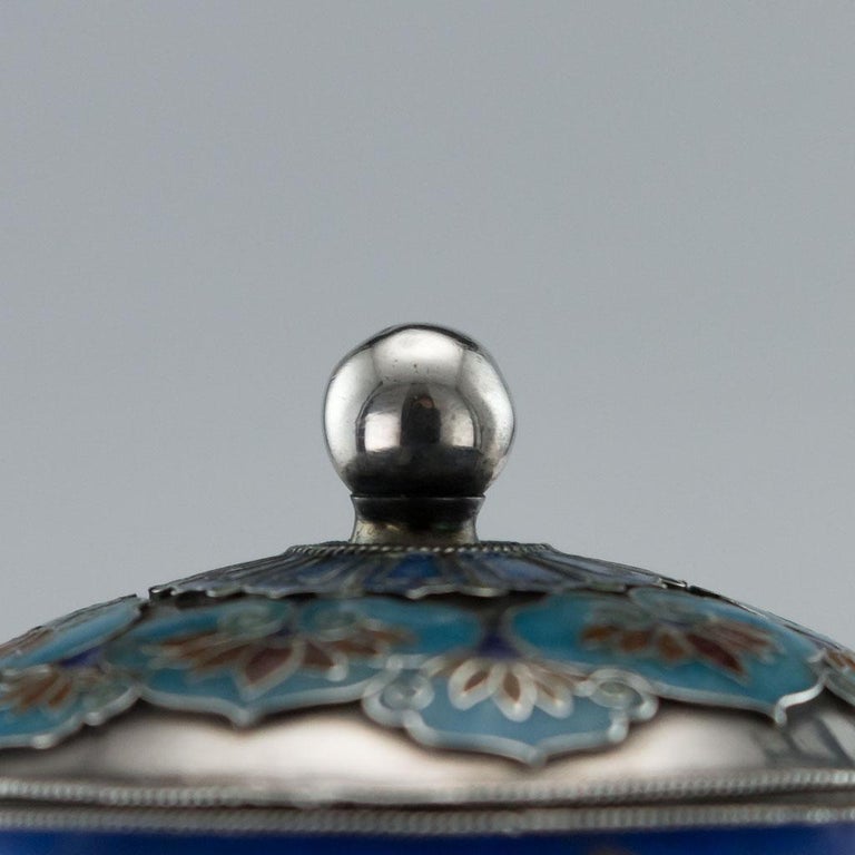 19th Century Rare Chinese Export Solid Silver and Enamel Pot, circa ...