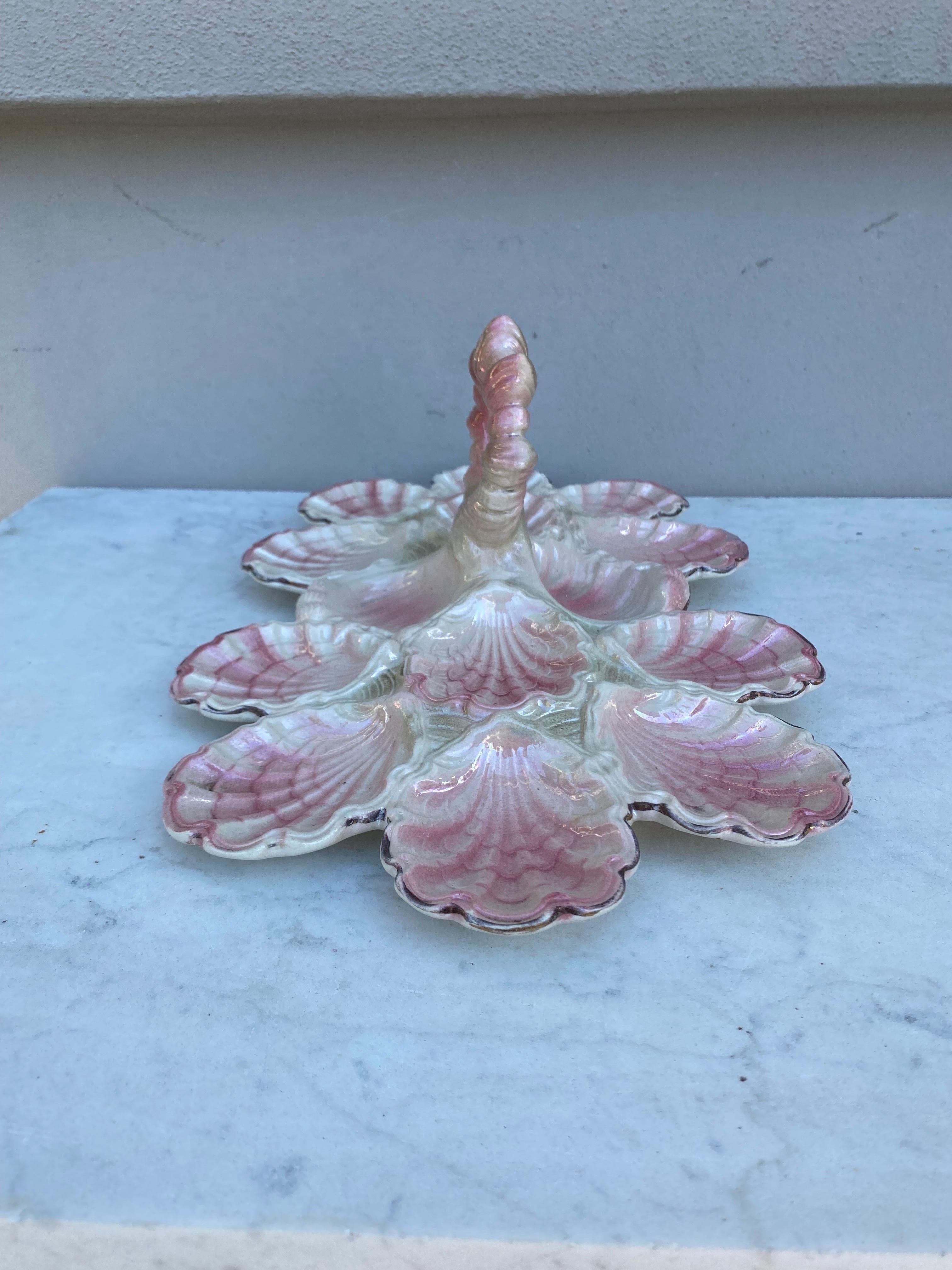 19th Century Rare Majolica Oyster Server Fives Lille For Sale at 1stDibs