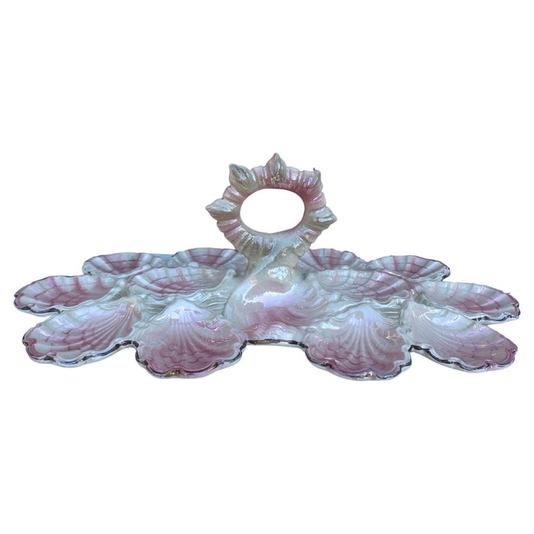 19th Century Rare Majolica Oyster Server Fives Lille For Sale at 1stDibs