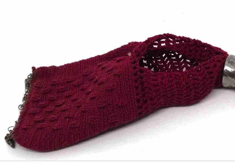 19th Century Red Coin Purse Cotton Knotted and Steel Beaded For Sale at ...