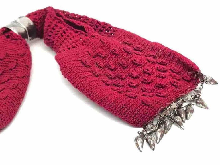 19th Century Red Coin Purse Cotton Knotted and Steel Beaded For Sale at ...