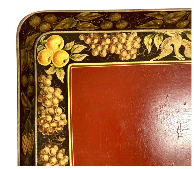 19th Century Red Lacquered Tray Table on Faux Bamboo Stand For Sale at ...