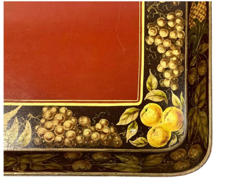 19th Century Red Lacquered Tray Table on Faux Bamboo Stand For Sale at ...