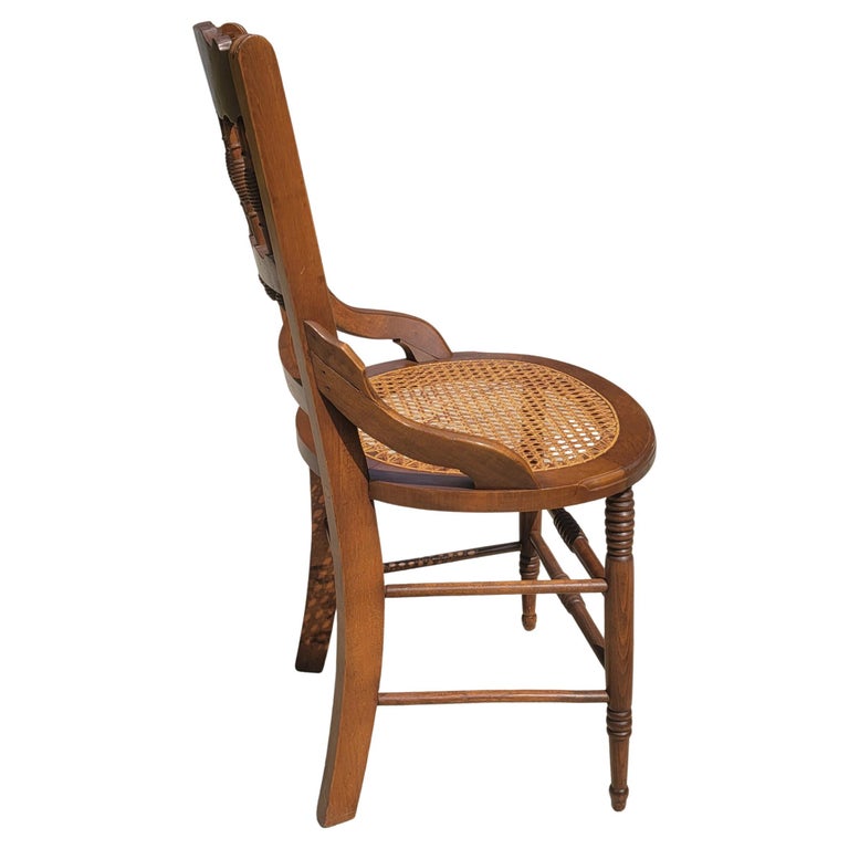 19th Century Refinished Carved Walnut and Cane Seat Eastlate Side ...