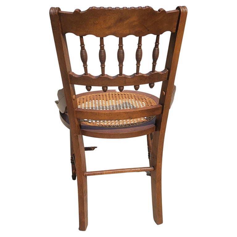 19th Century Refinished Carved Walnut and Cane Seat Eastlate Side ...