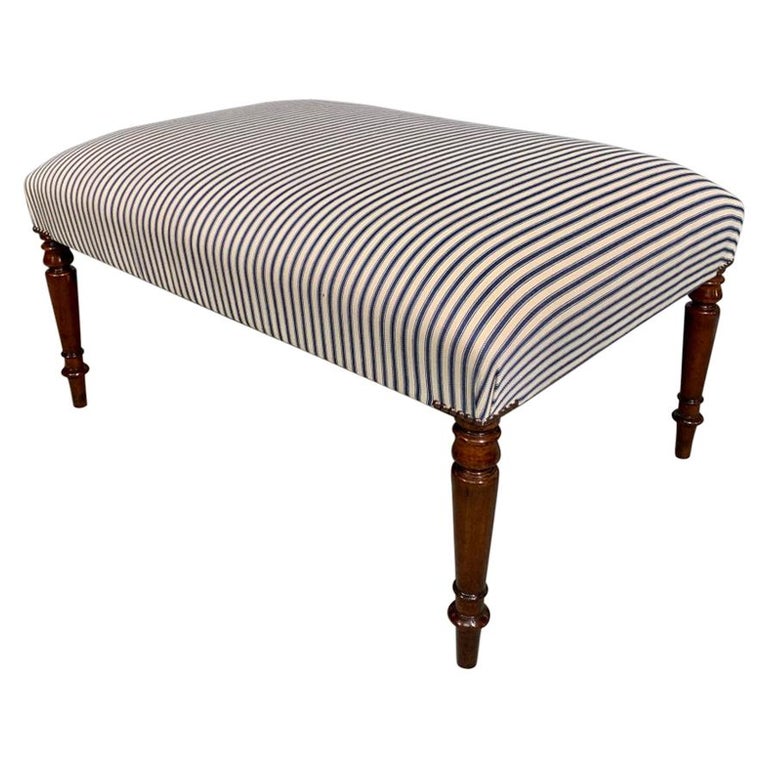 19th Century Regency Centre Footstool with a Traditional Ticking Stripe ...