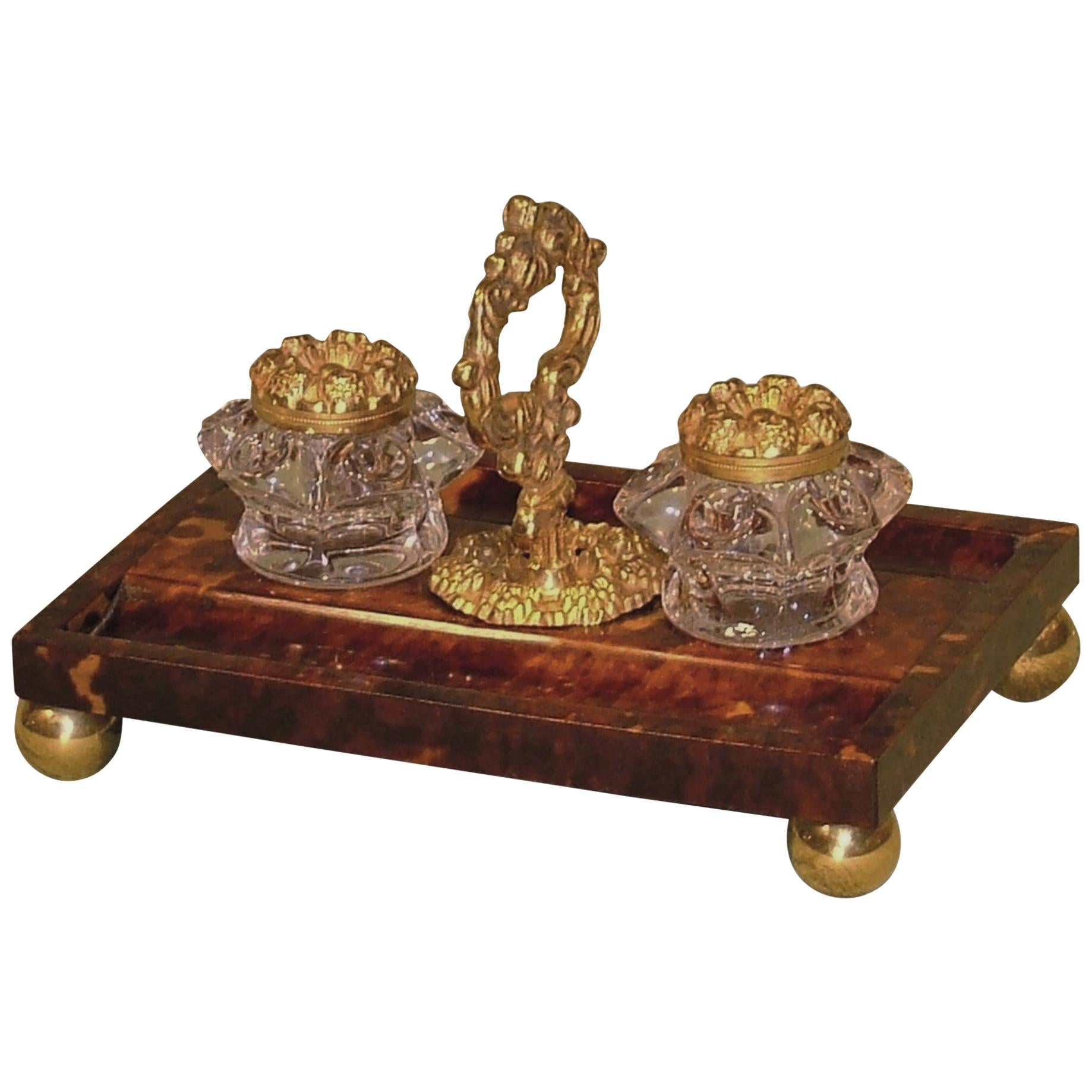 Early 19th Century Regency Period Gilt Metal Ink Stand at 1stDibs