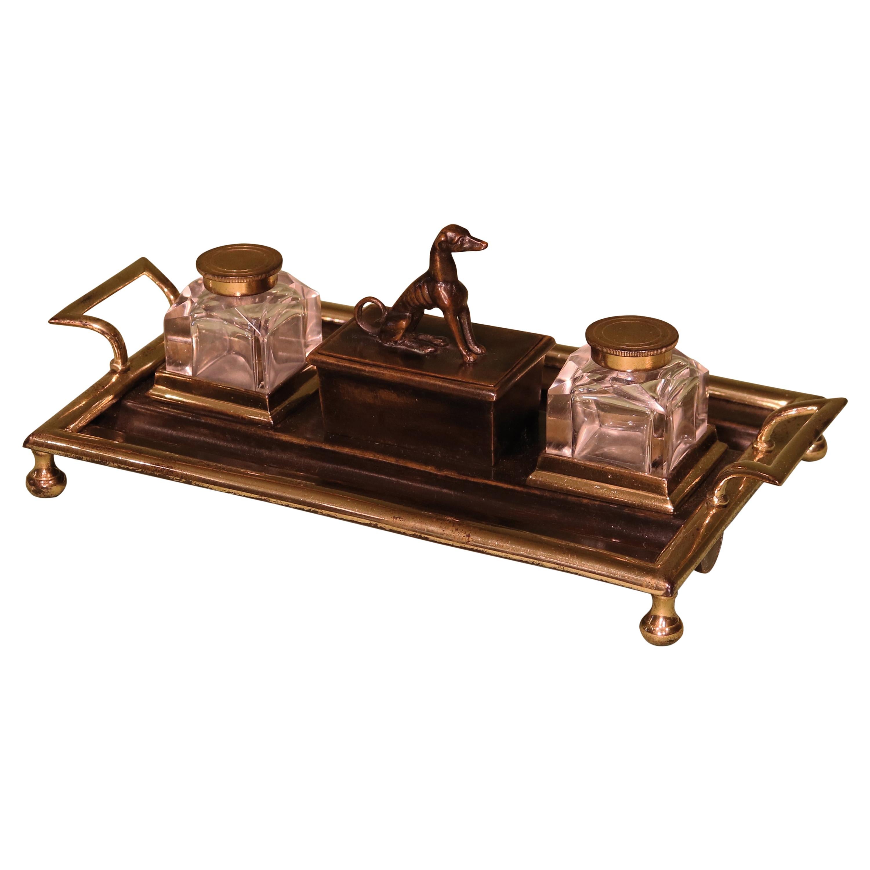 19th Century Regency Period Bronze and Ormolu Encrier For Sale at 1stDibs