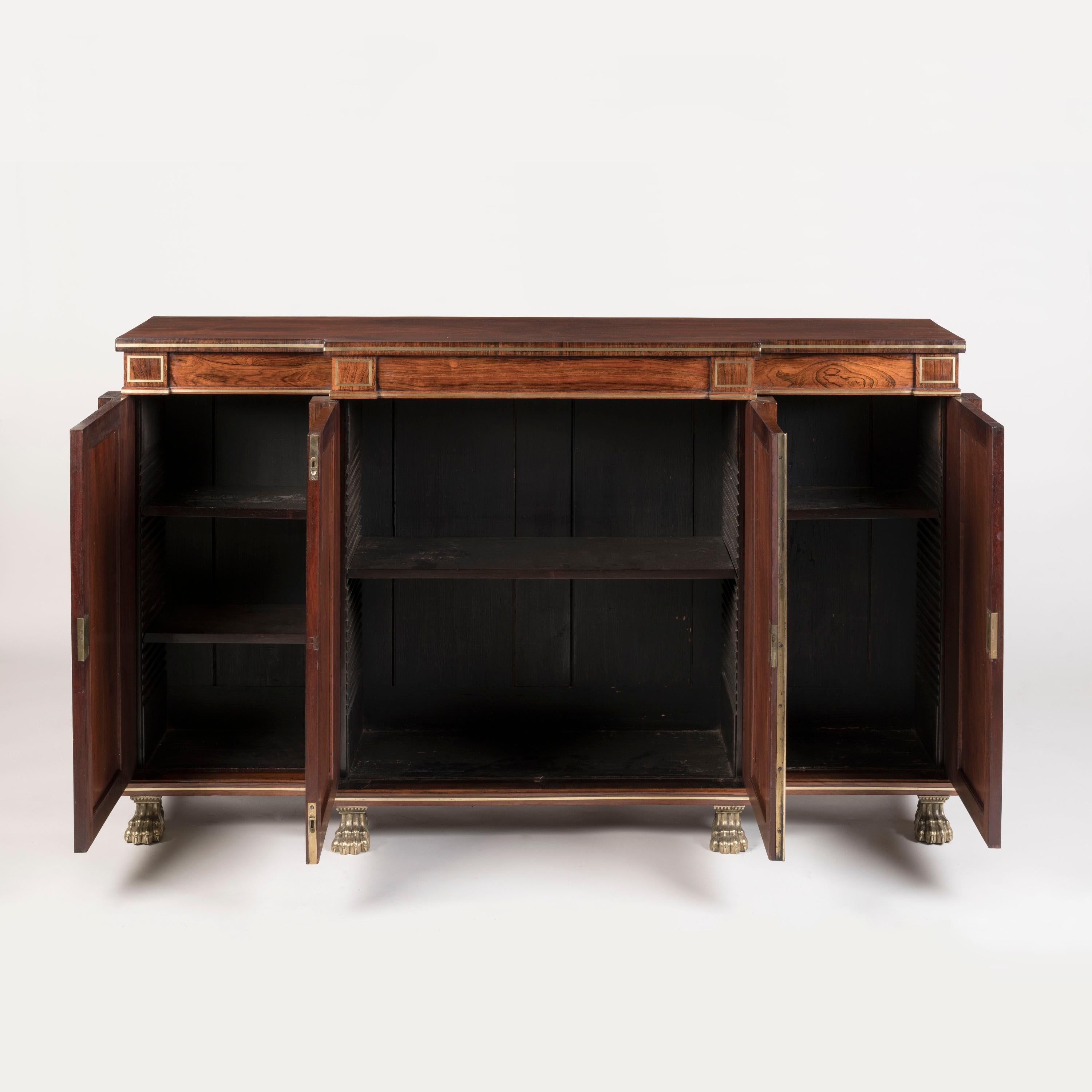 19th Century Regency Period Rosewood Side Cabinet with Blue Silk For ...