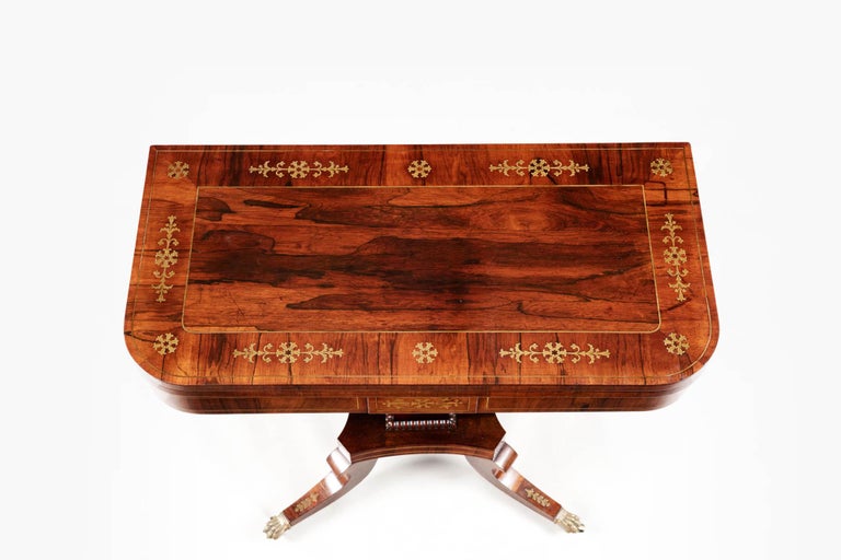 19th Century Regency Rosewood Brass Inlaid Foldover Games Table For ...