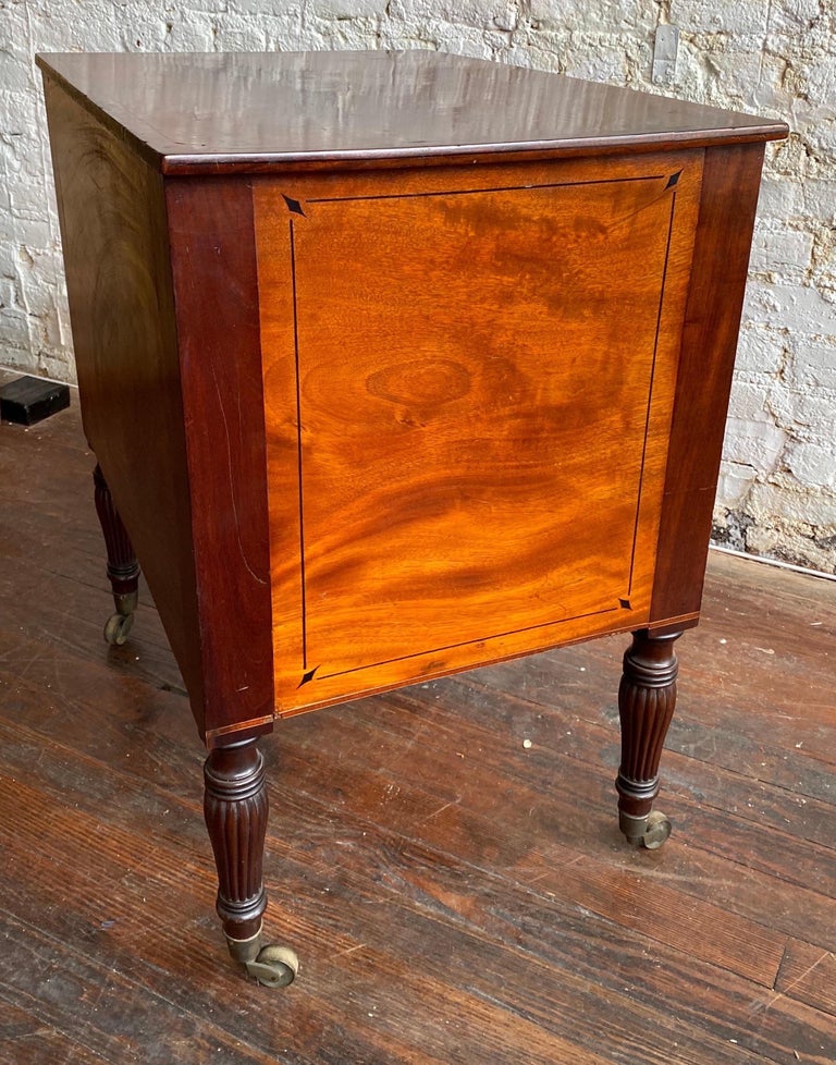 19th Century Regency Ebony Inlaid Fiddleback Mahogany 3-Drawer Chest ...