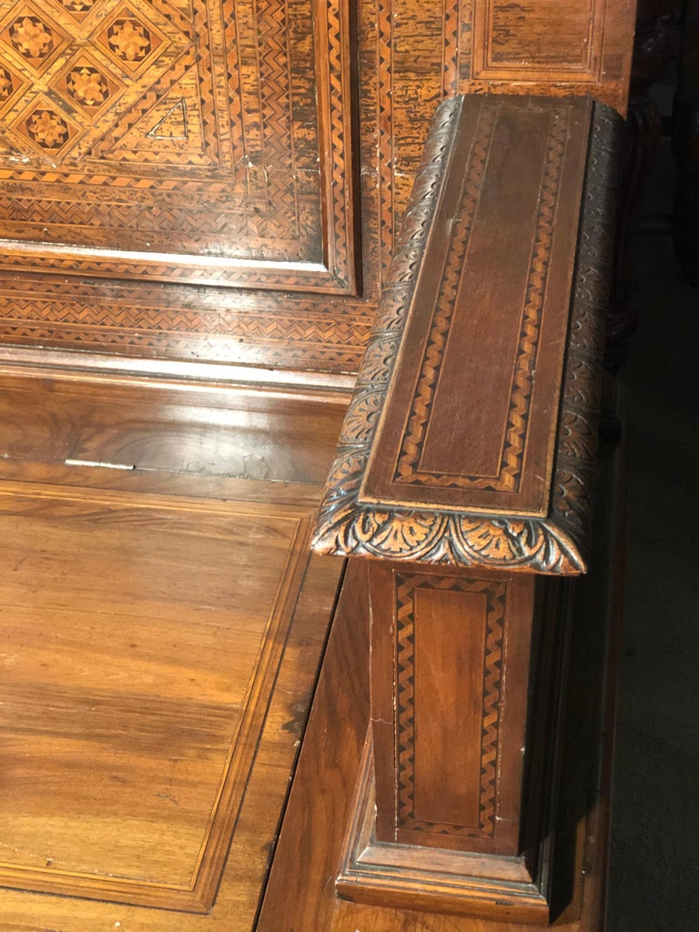 19th Century Renaissance Walnut Italian Tuscan Inlay Benches, 1890s For ...