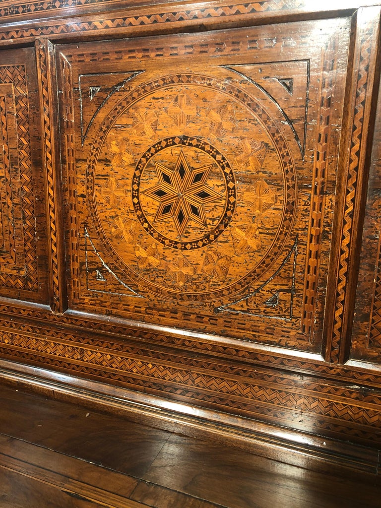 19th Century Renaissance Walnut Italian Tuscan Inlay Benches, 1890s For ...