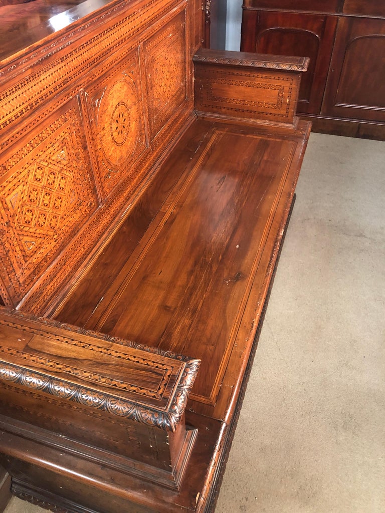 19th Century Renaissance Walnut Italian Tuscan Inlay Benches, 1890s For ...