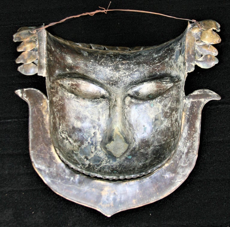 19th Century Ritualistic Bronze Facial Bhuta Mask from Temple Dancers ...