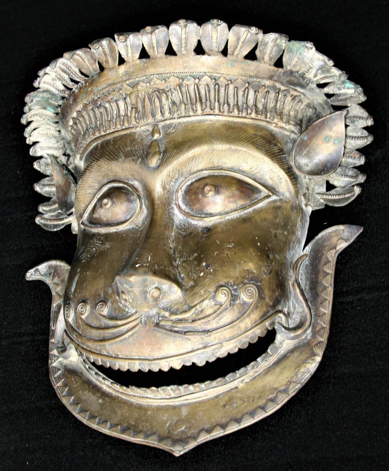 19th Century Ritualistic Bronze Facial Bhuta Mask from Temple Dancers ...