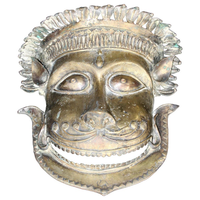 19th Century Ritualistic Bronze Facial Bhuta Mask from Temple Dancers ...