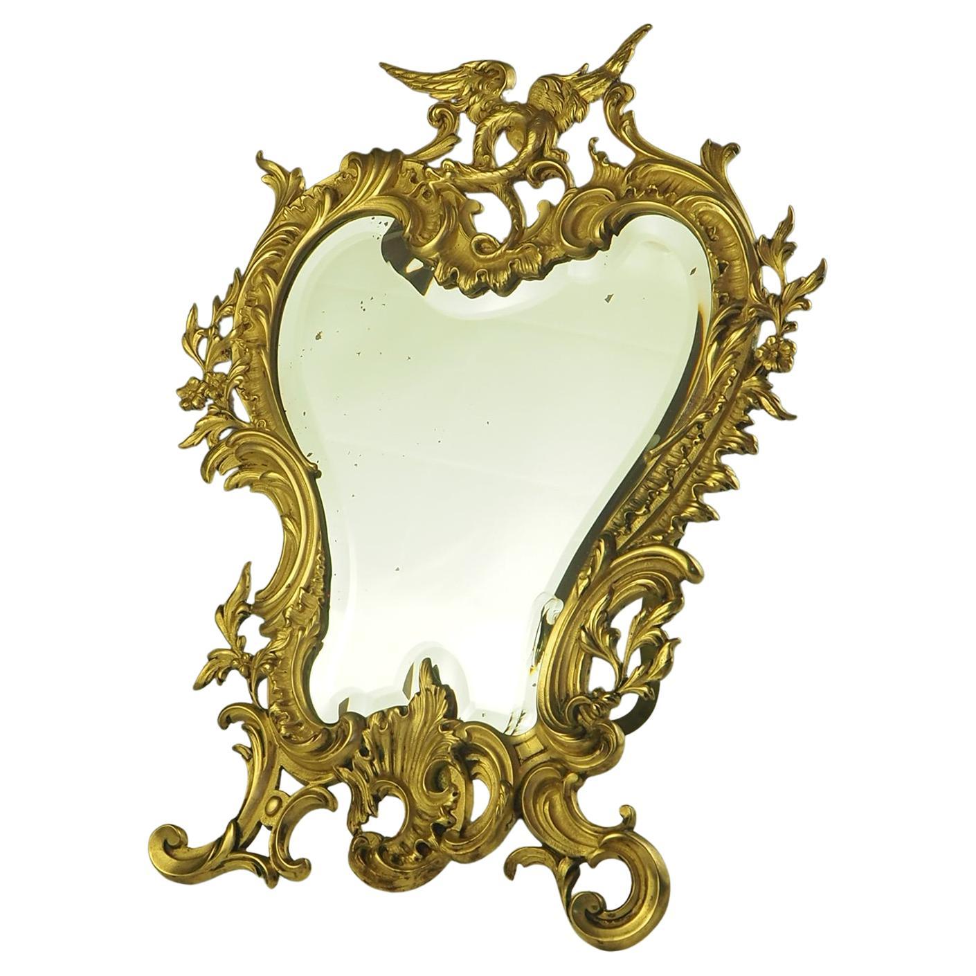 Italian Rococo Giltwood Tabletop Vainty Mirror For Sale at 1stDibs