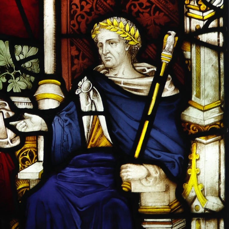 19th Century Roman Style Stained Glass Window For Sale at 1stDibs