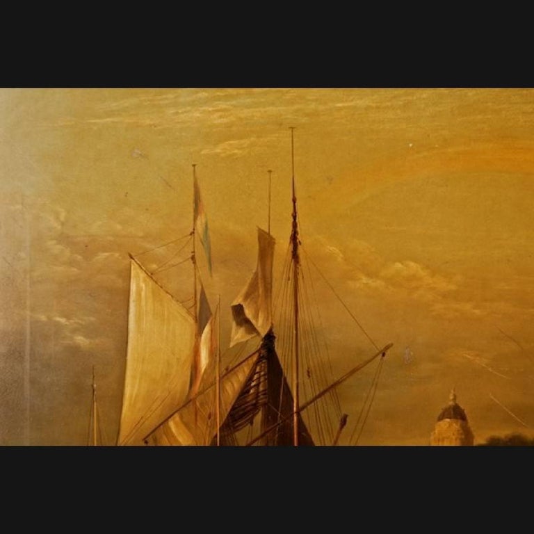 19th Century Romantic Painting with City View For Sale at 1stDibs