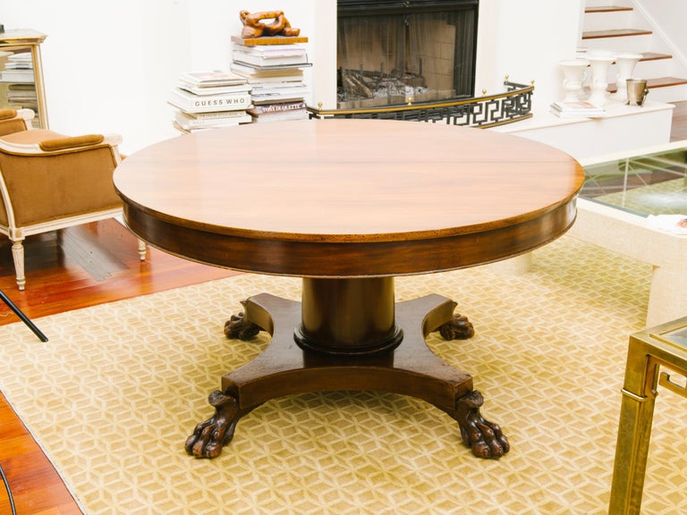 19th Century Round Regency Mahogany Dining Table with Lion Paw Feet at ...