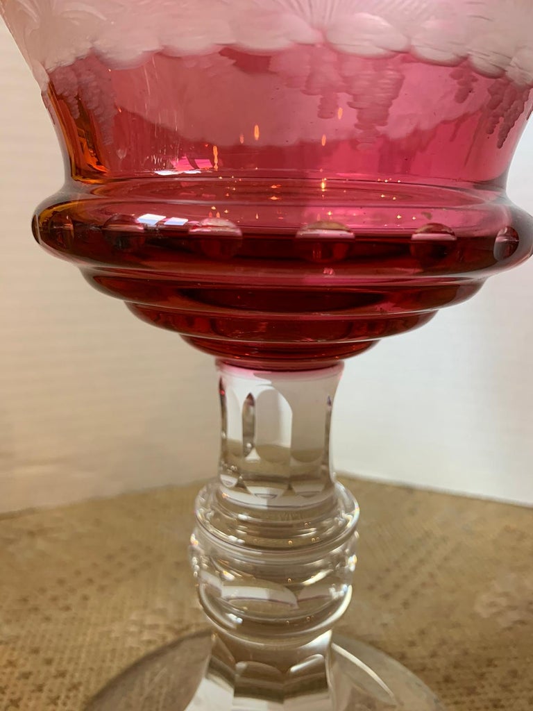 19th Century Ruby Cut to Clear Glass Goblet For Sale at 1stDibs