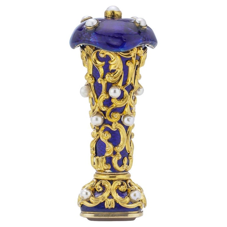 19th Century Russian 18K Gold and Enamel Seal, Alexander F Soderholm, c ...